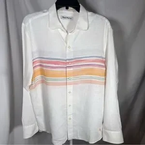 Tommy Bahama | Shirts | Tommy Bahama Mens Cape Coral Stripeprint Linen ...